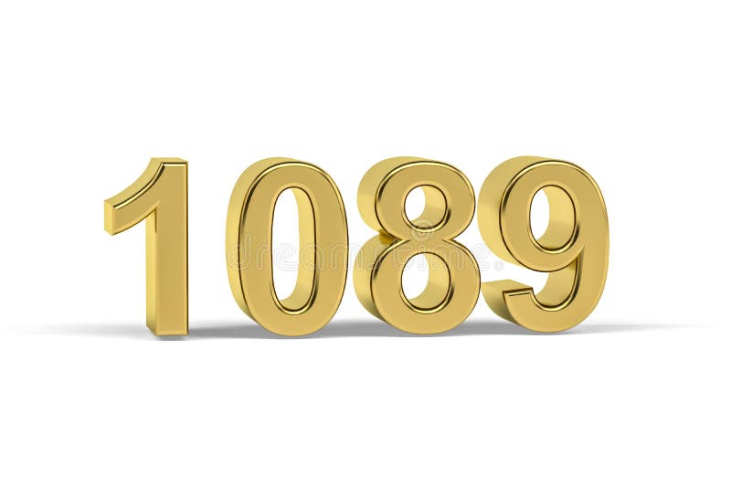 Golden 3d Number 1089 - Year 1089 Isolated on White Background Stock ...