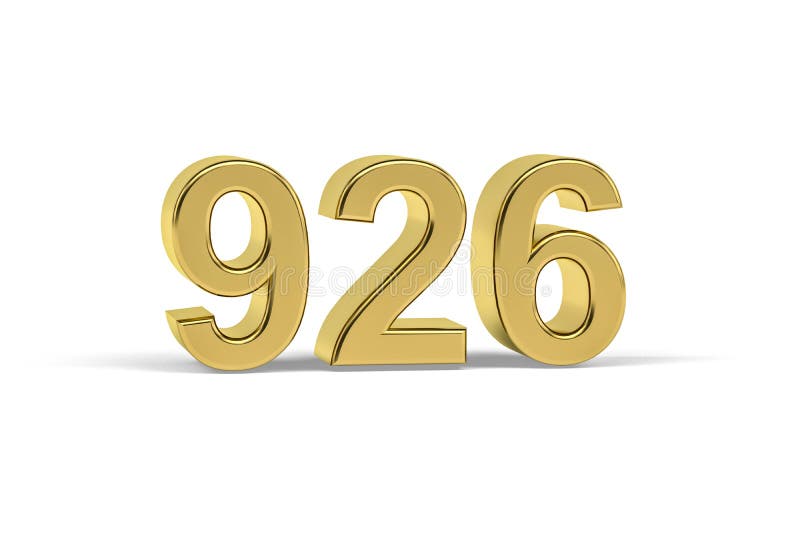 Golden 3d Number 926 - Year 926 Isolated on White Background Stock ...