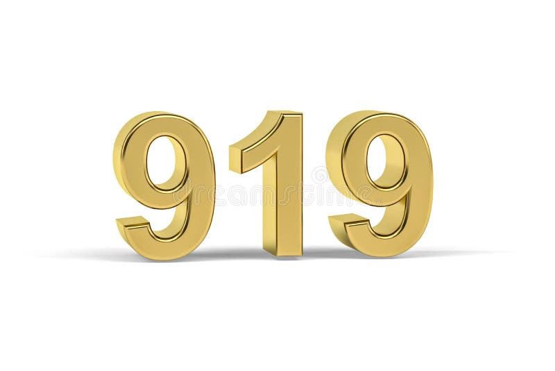 Golden 3d Number 919 - Year 919 Isolated on White Background - Stock ...