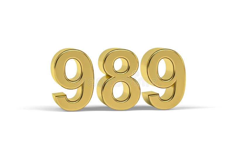 Golden 3d Number 989 - Year 989 Isolated on White Background Stock ...
