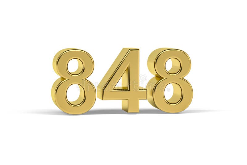 Golden 3d Number 848 - Year 848 Isolated on White Background Stock ...