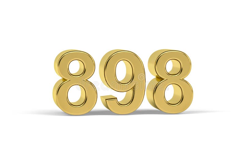 Golden 3d Number 898 - Year 898 Isolated on White Background Stock ...