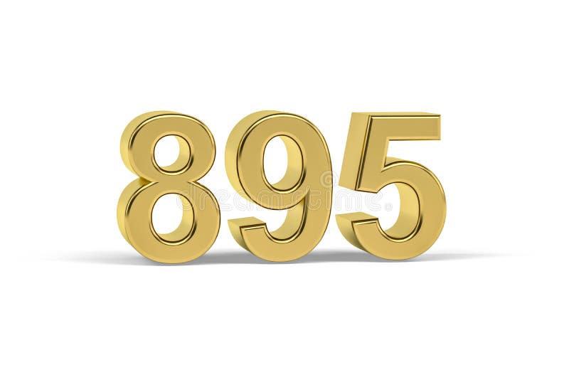 Golden 3d Number 895 - Year 895 Isolated on White Background Stock ...