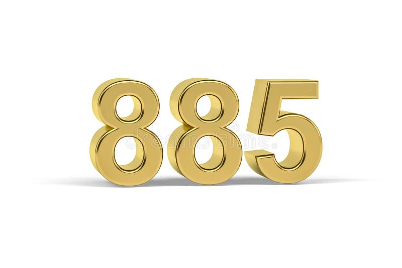 Golden 3d Number 885 - Year 885 Isolated on White Background Stock ...