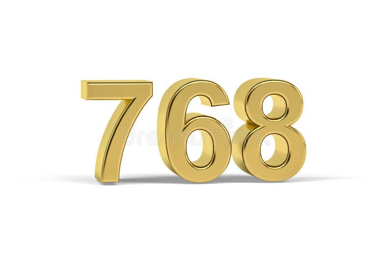 Golden 3d Number 768 - Year 768 Isolated on White Background Stock ...