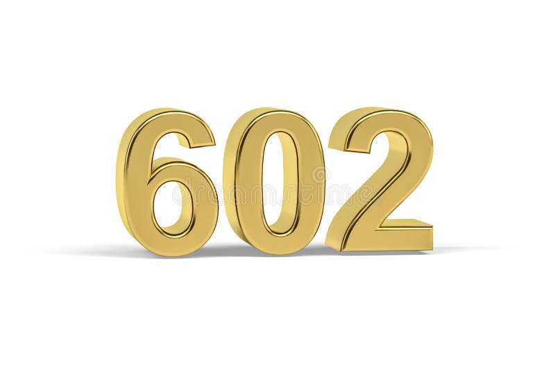 Golden 3d Number 602 - Year 602 Isolated on White Background Stock ...