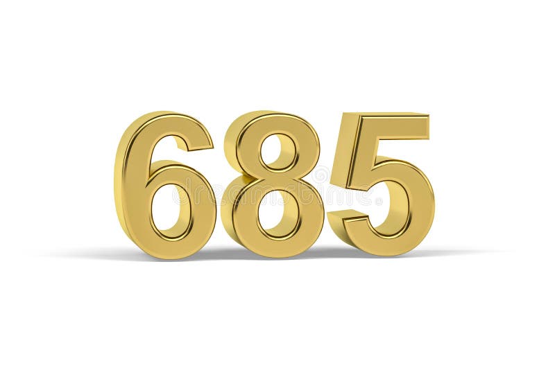 Golden 3d Number 685 - Year 685 Isolated on White Background Stock ...
