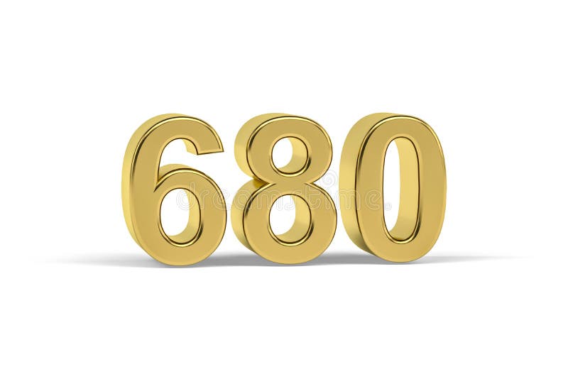 Golden 3d Number 680 - Year 680 Isolated on White Background Stock ...