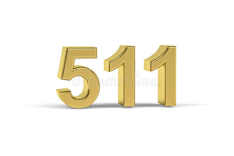Golden 3d Number 511 - Year 511 Isolated on White Background Stock ...