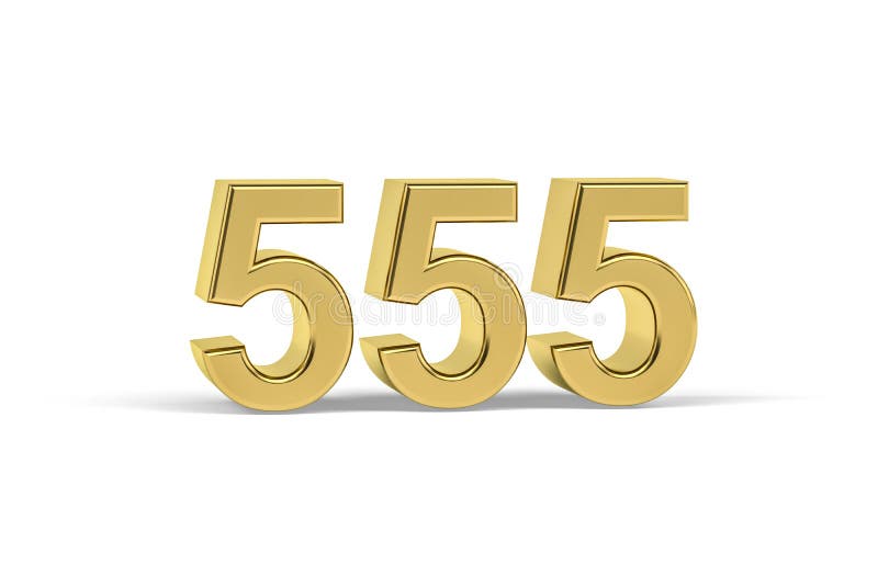 Golden 3d Number 555 - Year 555 Isolated on White Background Stock ...