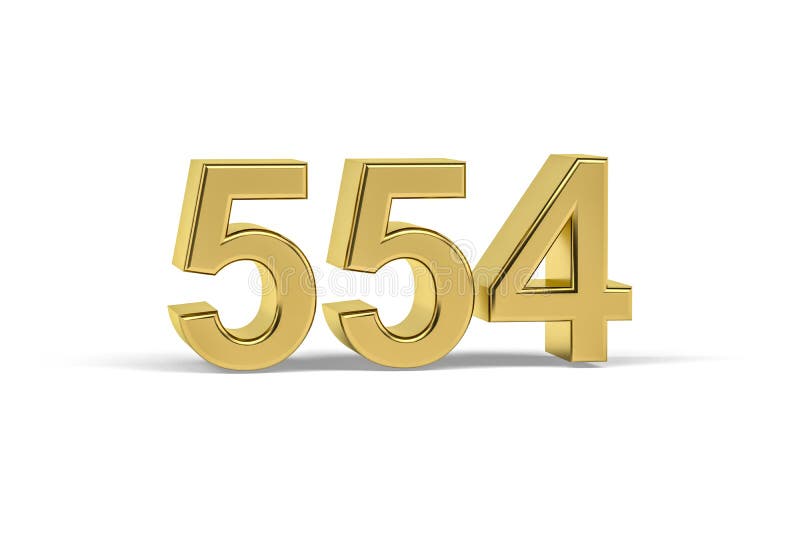 Golden 3d Number 554 - Year 554 Isolated on White Background Stock ...