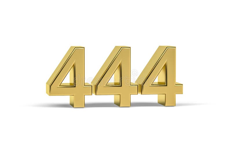 Golden 3d Number 444 - Year 444 Isolated on White Background Stock ...