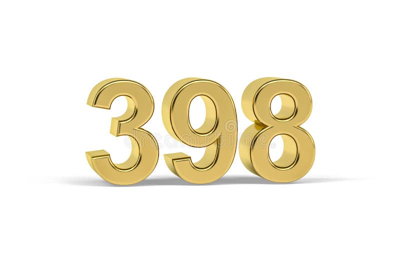 Golden 3d Number 398 - Year 398 Isolated on White Background Stock ...