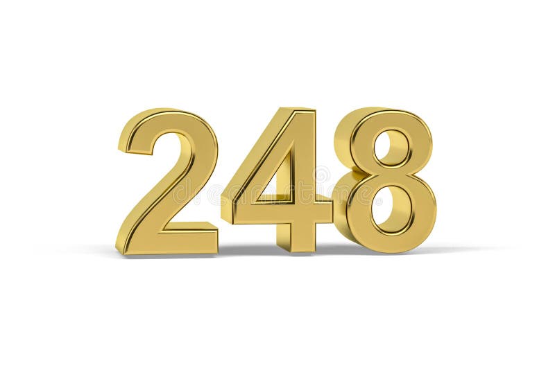 Golden 3d Number 248 - Year 248 Isolated on White Background Stock ...