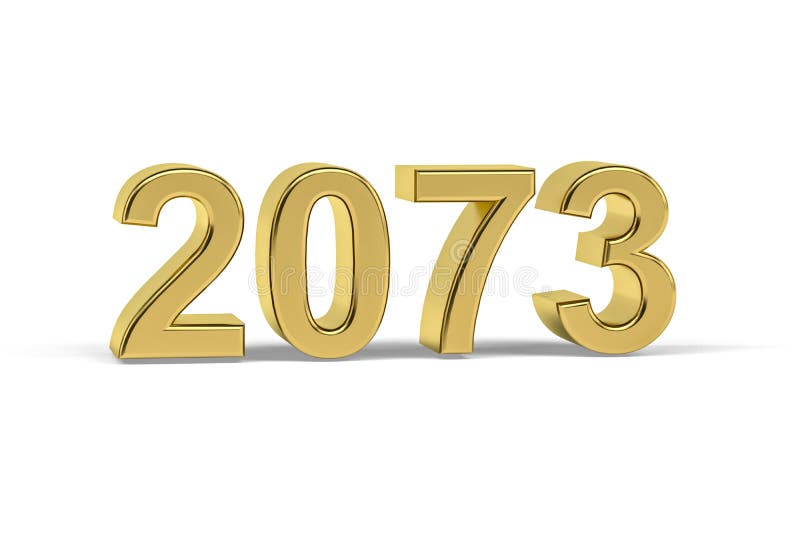 Golden 3d Number 2073 - Year 2073 Isolated on White Background Stock ...