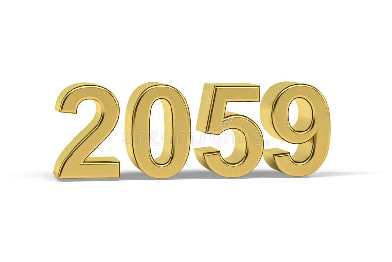 Golden 3d Number 2059 - Year 2059 Isolated on White Background Stock ...