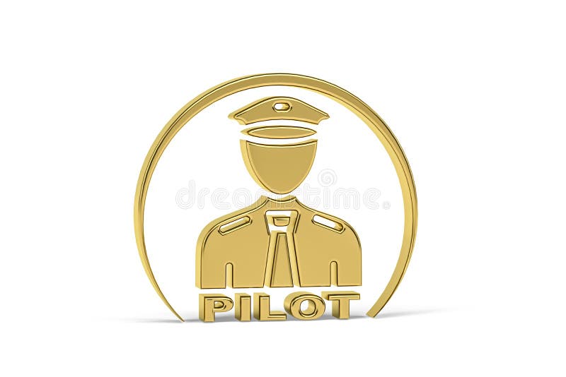 Golden 3d Pilot Icon Isolated on White Stock Illustration ...