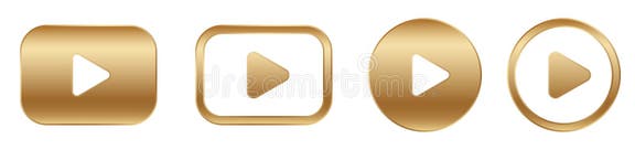 Golden 3D Play Button. Gold Play Button. Stock Vector - Illustration of ...