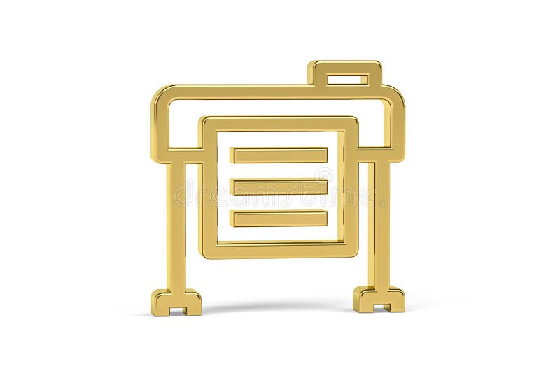 Golden 3d Plotter Icon on White Background Stock Illustration ...