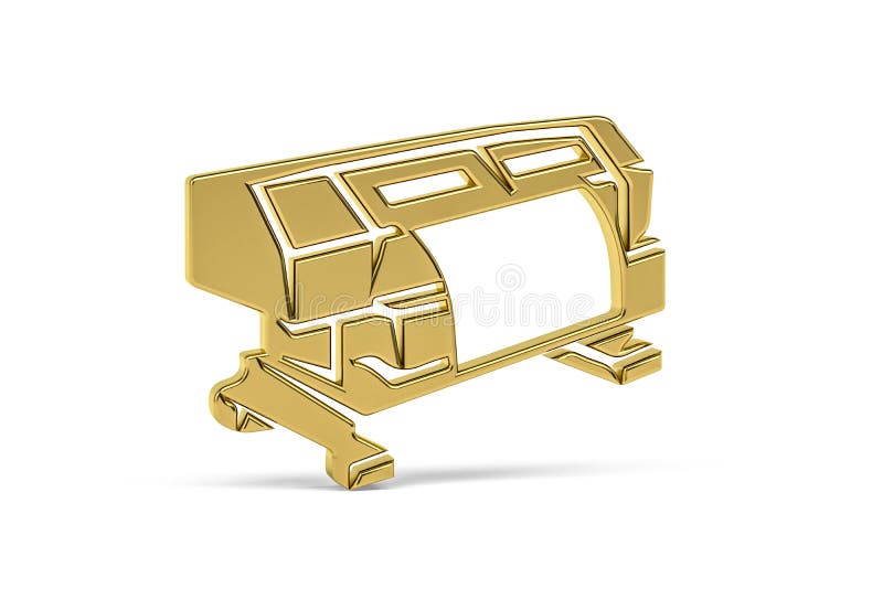 Golden 3d Plotter Icon on White Background Stock Illustration ...