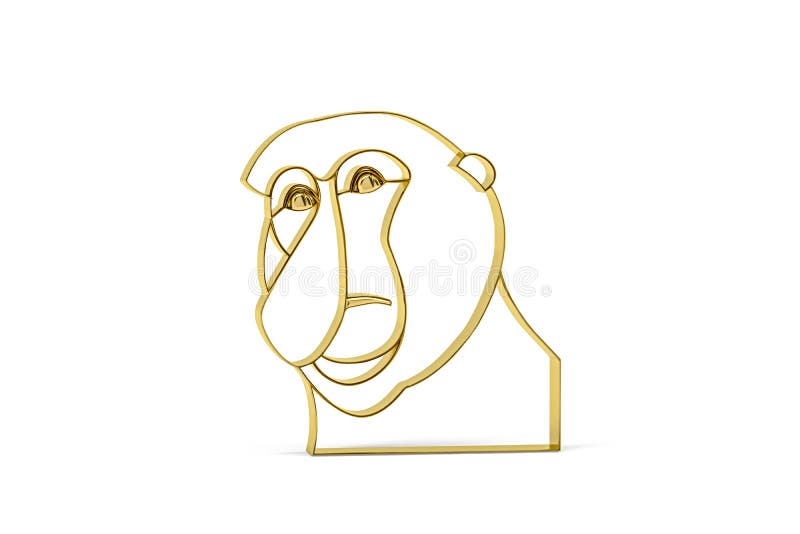 Golden 3d Proboscis Monkey Icon Isolated on White Background Stock ...