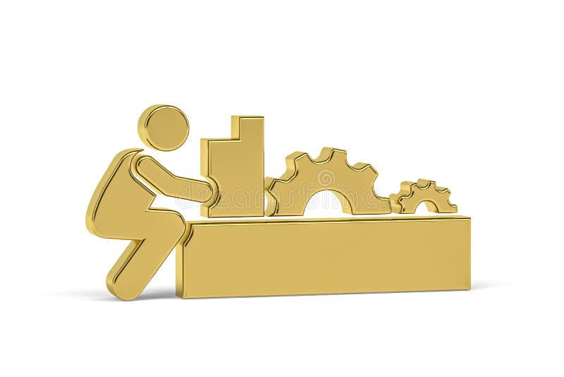 Golden 3d Production Worker Icon Isolated on White Stock Illustration ...