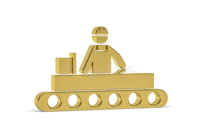 Golden 3d Production Worker Icon Isolated on White Background Stock ...