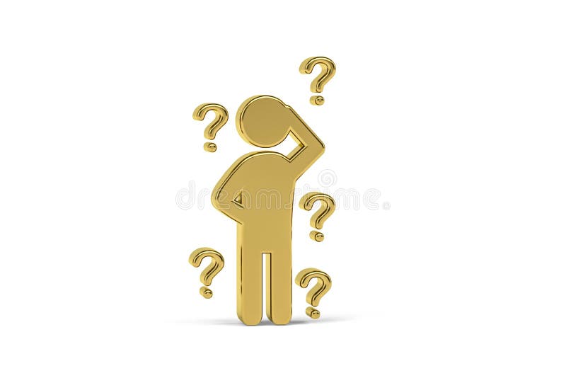Golden 3d Question Icon Isolated on White Background Stock Illustration ...