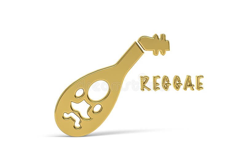 Golden 3d Reggae Music Icon Isolated on White Background Stock ...