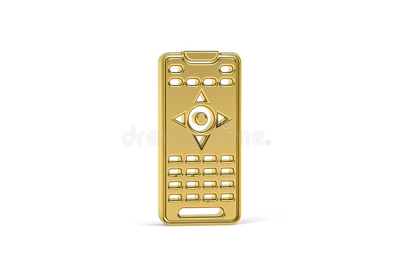 Golden 3d Remote Control Icon Isolated on White Background Stock ...