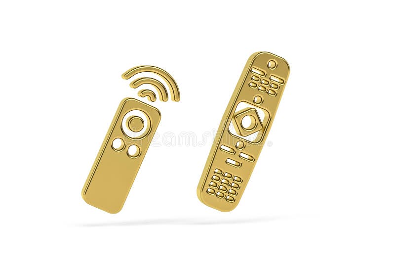 Golden 3d Remote Control Icon Isolated on White Background Stock ...