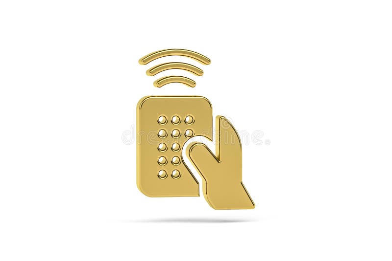 Golden 3d Remote Control Icon Isolated on White Background Stock ...