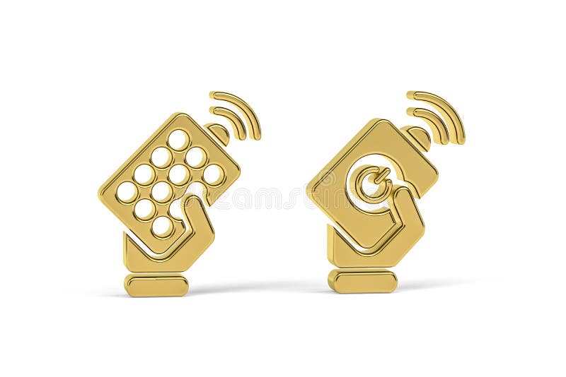 Golden 3d Remote Control Icon Isolated on White Stock Illustration ...