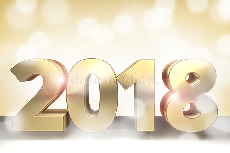 2018 Golden 3d Render Sylvester 2018 Stock Illustration - Illustration ...