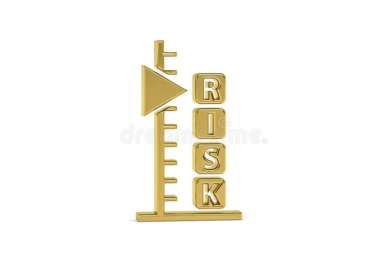 Golden 3d Risk Icon Isolated on White Background Stock Illustration ...