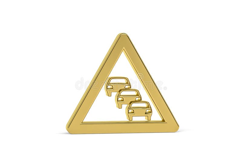 Golden 3d Road Sign Isolated on White Background Stock Illustration ...