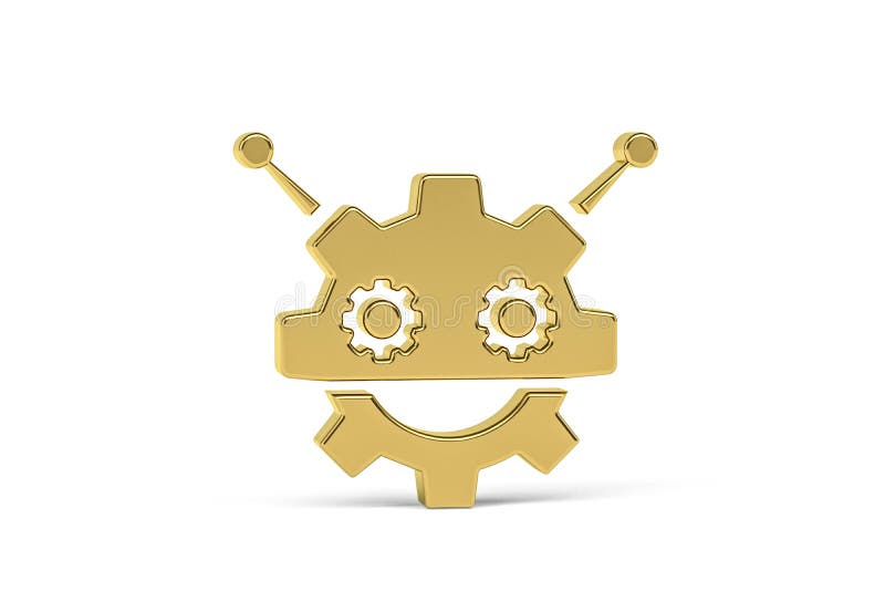 Golden 3d Robot Icon Isolated on White Background Stock Illustration ...