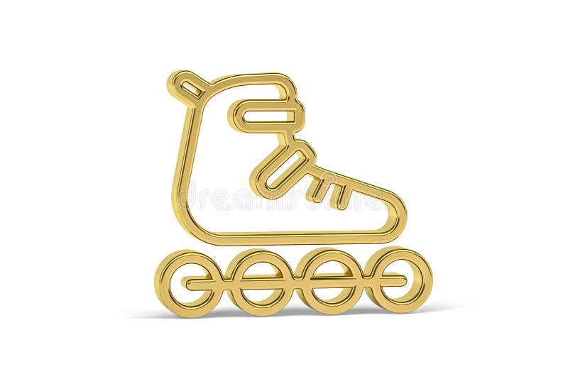 Golden 3d Rollerblading Icon Isolated on White Background Stock ...