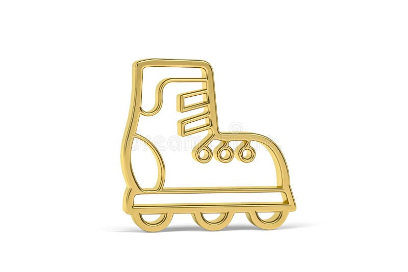 Golden 3d Rollerblading Icon Isolated on White Background Stock ...
