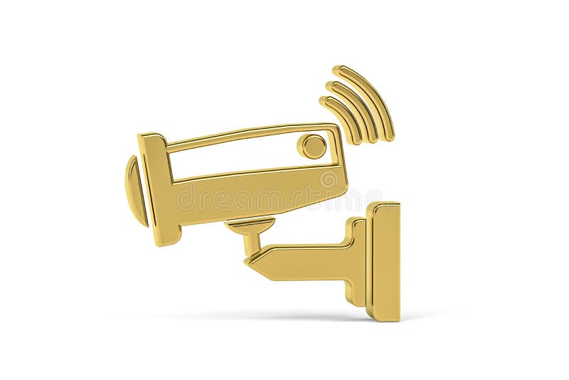 Golden 3d Security Camera Icon Isolated on White Background Stock ...
