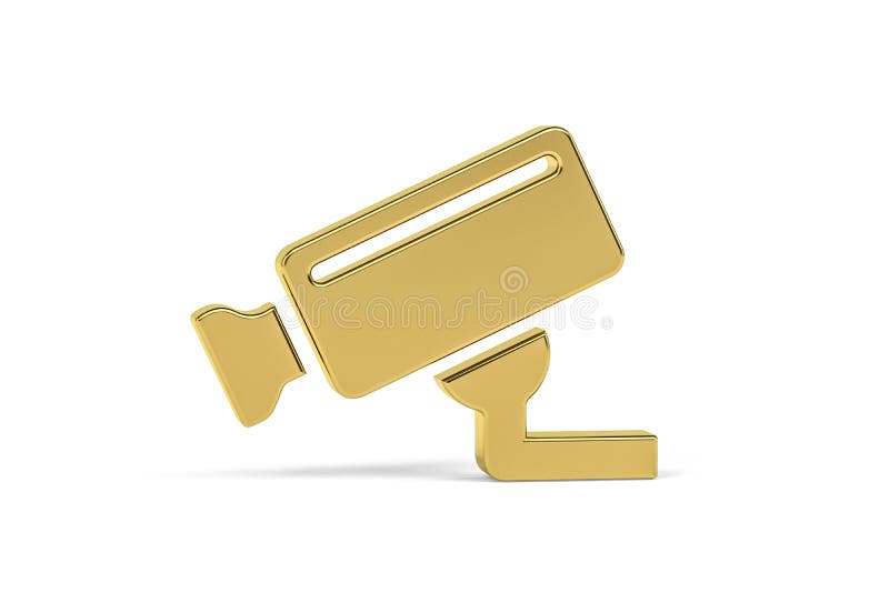 Golden 3d Security Camera Icon Isolated on White Background Stock ...