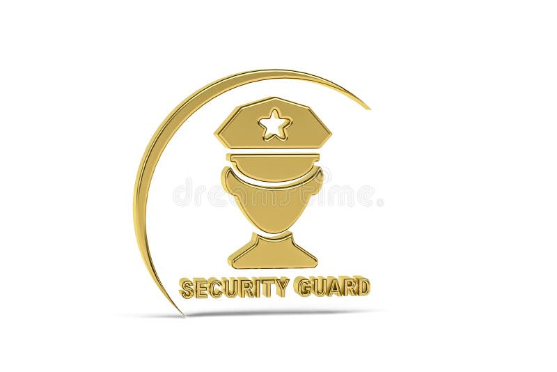 Golden 3d Security Guard Icon Isolated on White Stock Illustration ...