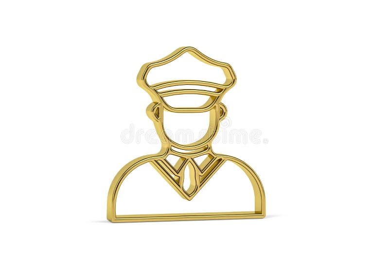 Golden 3d Security Guard Icon Isolated on White Stock Illustration ...