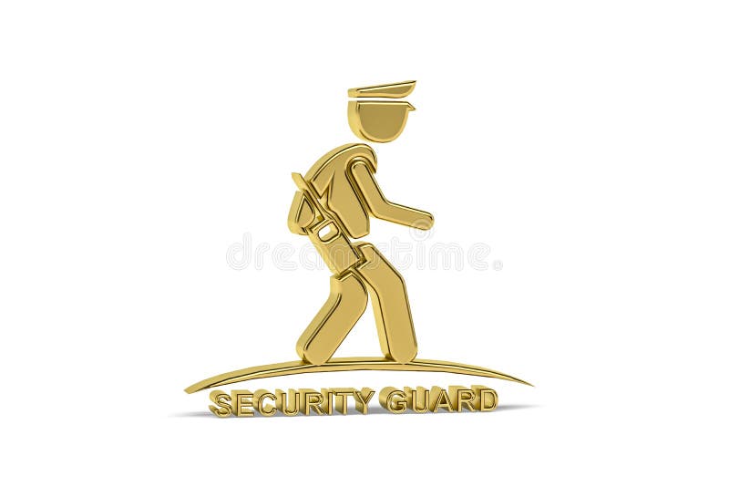 Golden 3d Security Guard Icon Isolated on White Stock Illustration ...