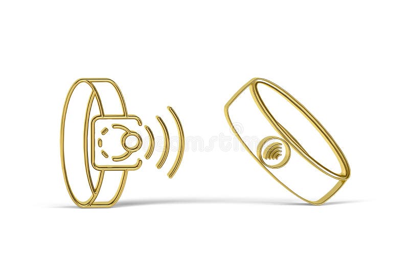 Golden 3d Smart Bracelet Icon Isolated on White Background Stock ...