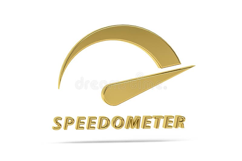 Golden 3d Speedometer Icon Isolated on White Background Stock ...