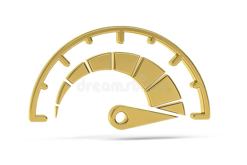 Golden 3d Speedometer Icon Isolated on White Background Stock ...