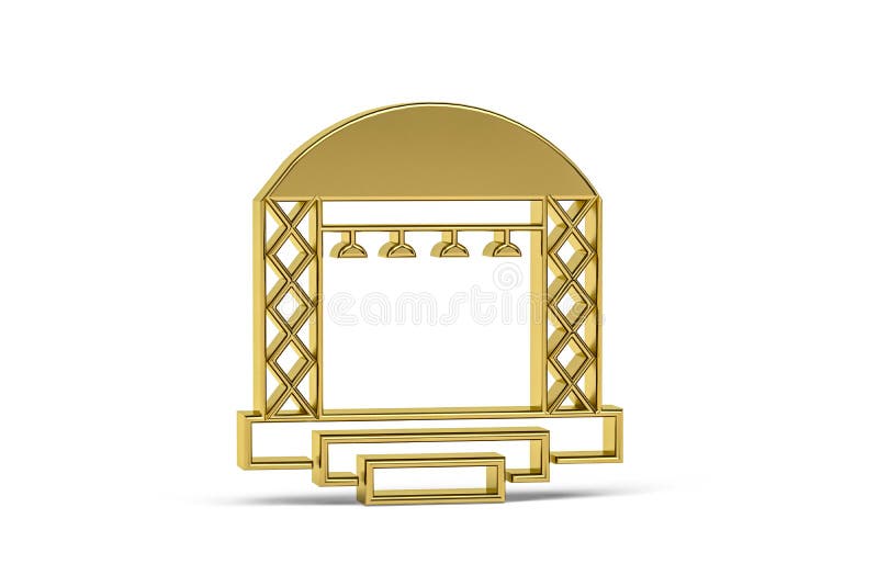 Golden 3d Stage Icon Isolated on White Background Stock Illustration ...