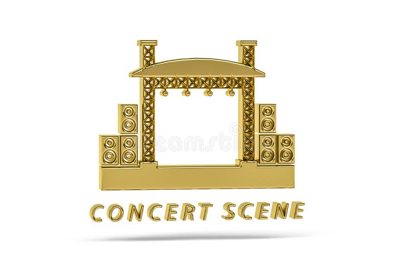 Golden 3d Stage Icon Isolated on White Background Stock Illustration ...
