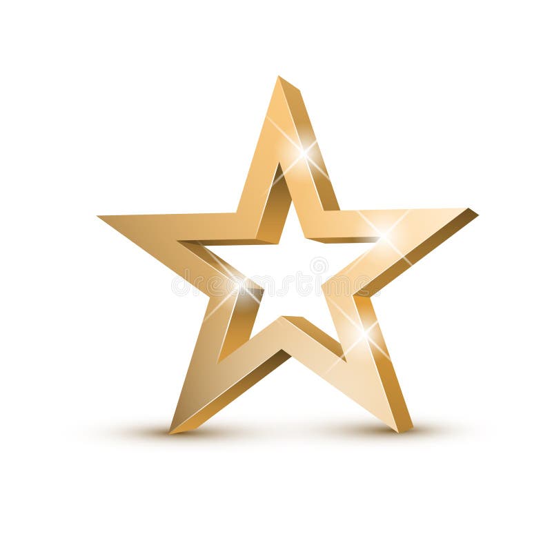 Golden 3d Star with Highlights Stock Vector - Illustration of class ...